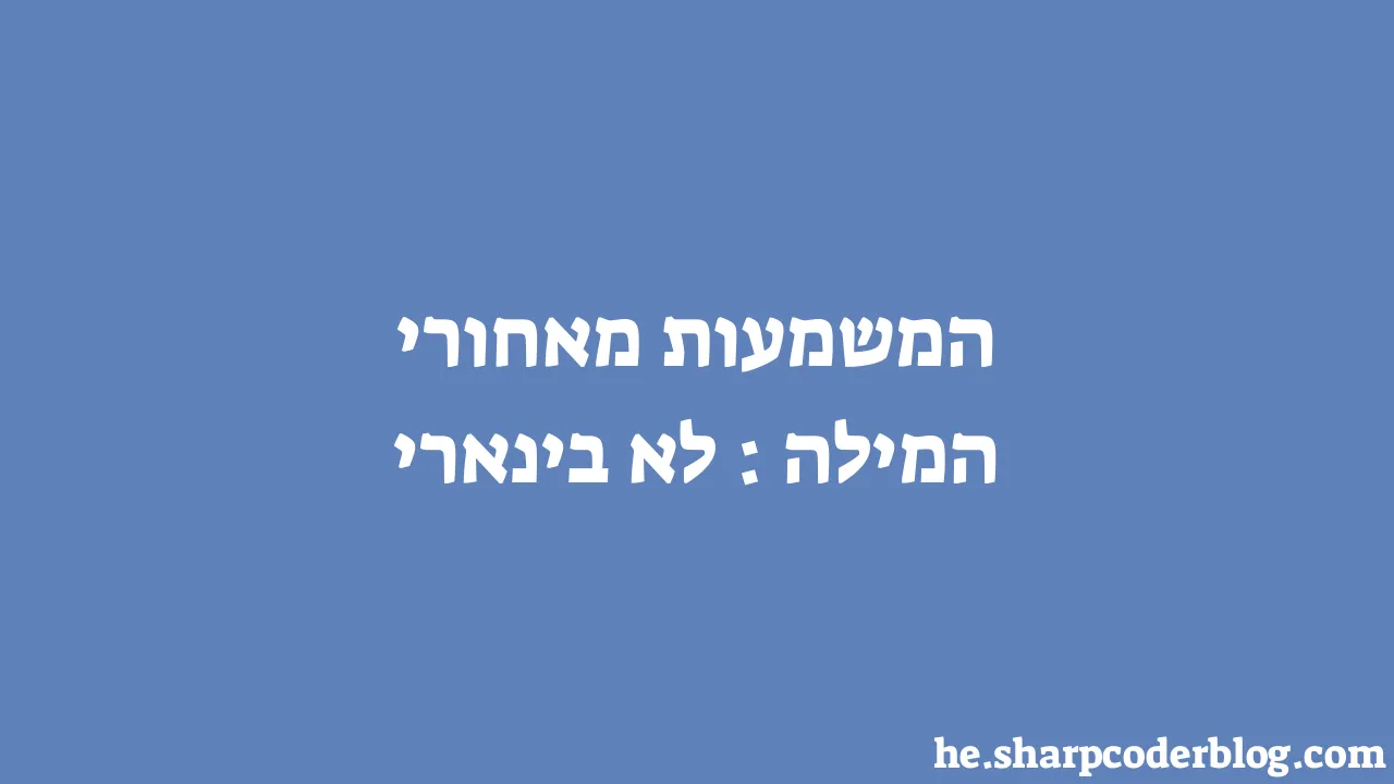 המשמעות מאחורי המילה: לא בינארי | Sharp Coder Blog