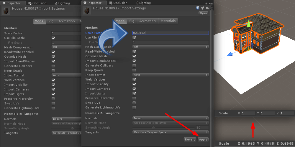 הגדרות גורם קנה המידה של Unity 3D